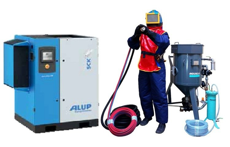 Compressor ALUP SCK 25, 2,91 m3/min and COMPLETE soda blasting package ...